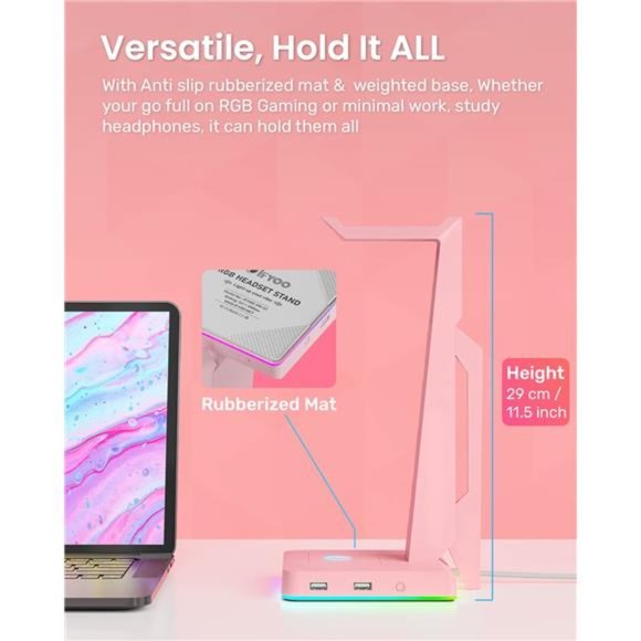 Video Games & Consoles | Rgb Gaming Headset Stand With 2 Usb Ports Game ...